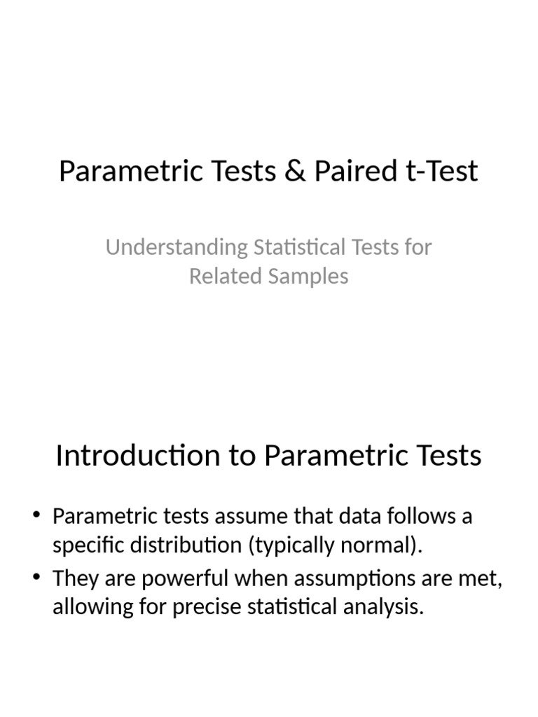 Parametric Tests Paired T Test | PDF