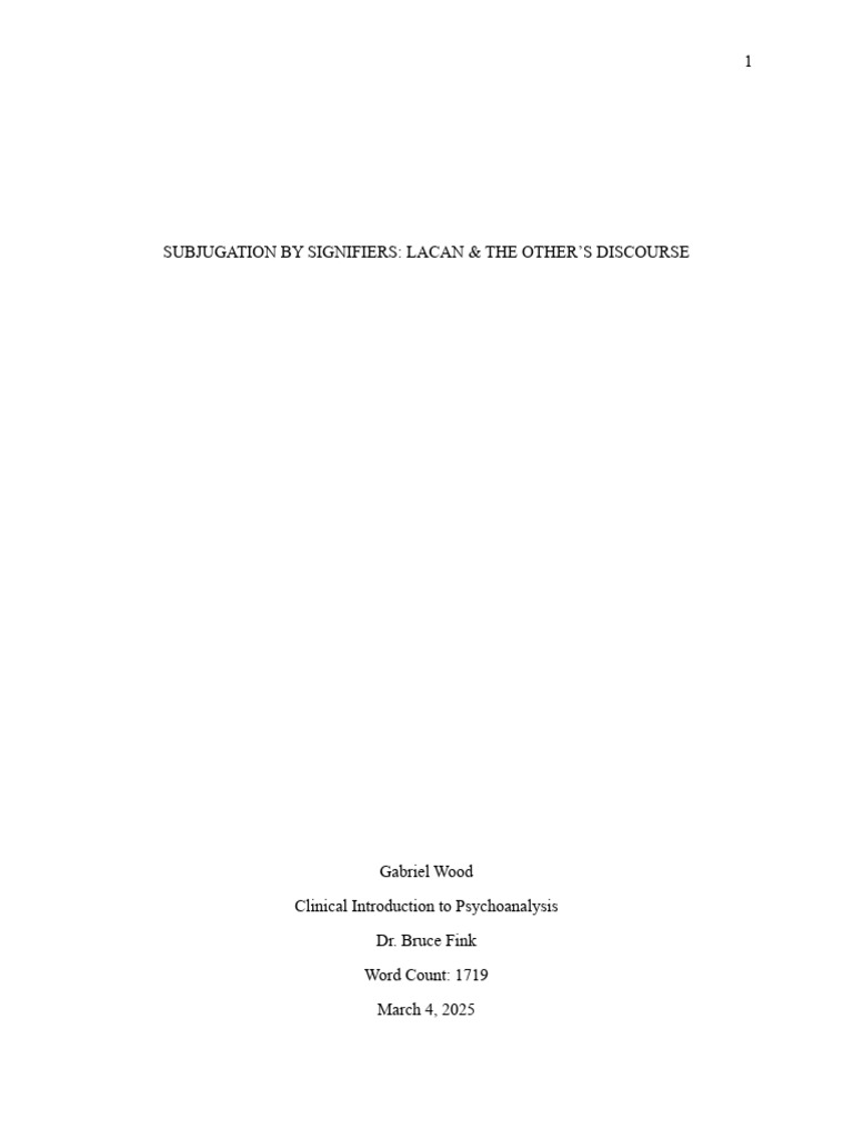 Subjugation by Signifiers | PDF | Jacques Lacan | Psychoanalysis