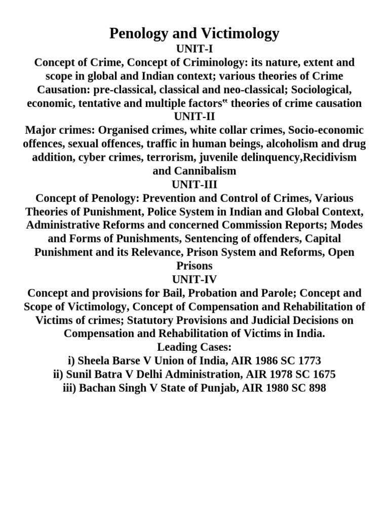 Penology and Victimology Overview | PDF