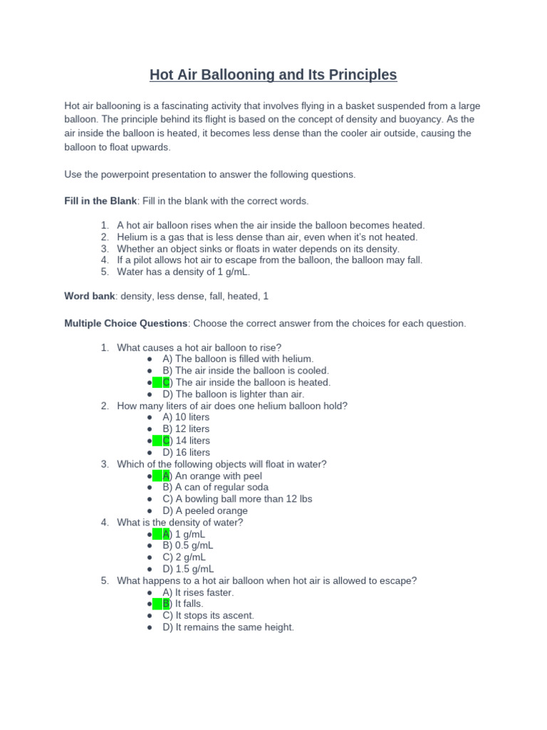 Hot Air Ballooning and Its Principles | PDF | Balloon (Aeronautics ...