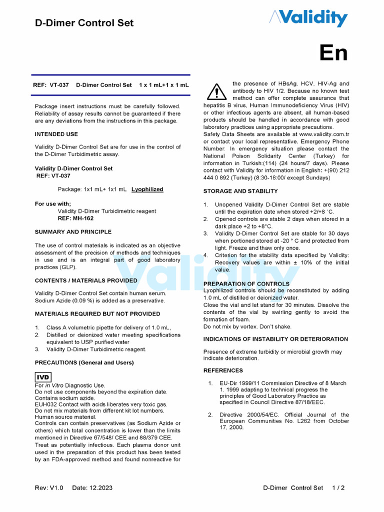 D-Dimer-Control Ifu Eng | PDF