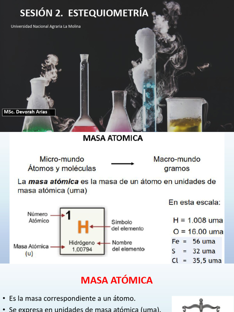 Introducción a la Estequiometría y Masa Atómica | PDF | Estequiometría ...