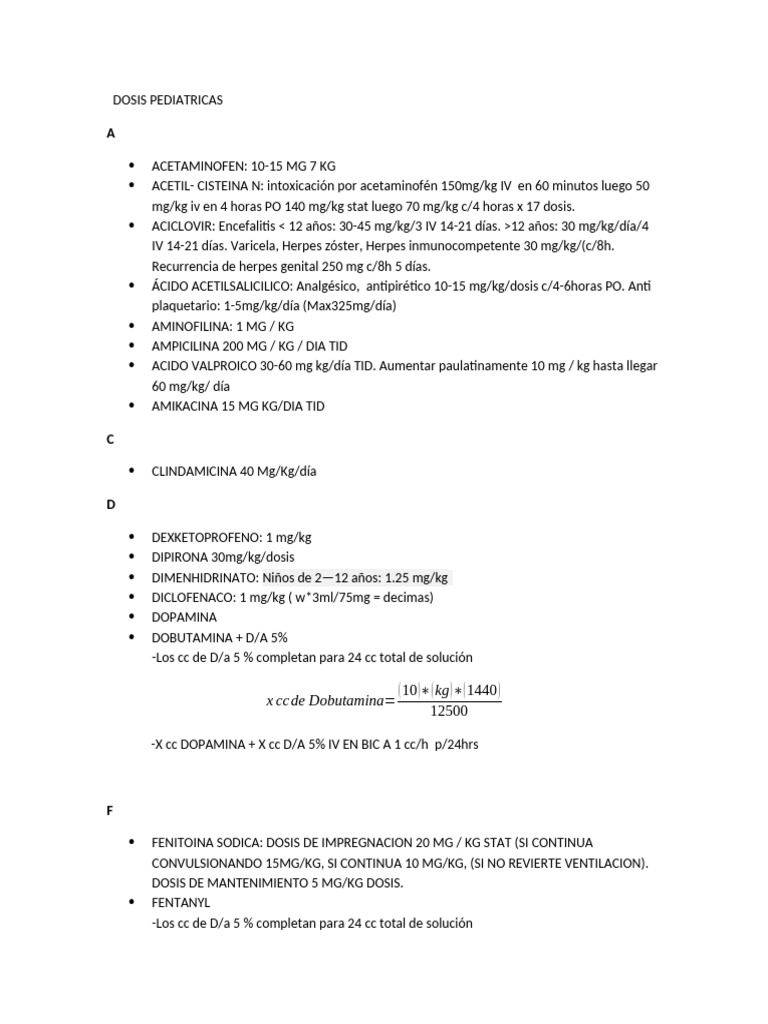 Dosis Pediátricas de Medicamentos Comunes | PDF | Drogas | Drogas que ...