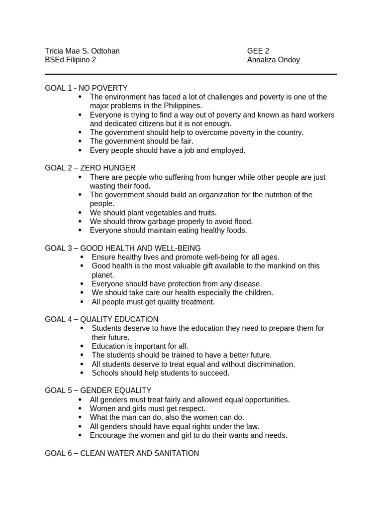 THE GLOBAL GOALS | PDF | Wash | Sustainability