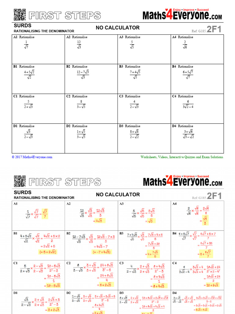surds-rationalising-the-denominator-20349 | PDF