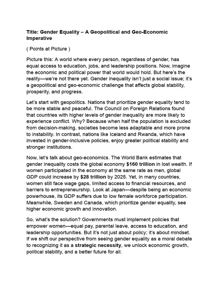 Gender Equality script | PDF