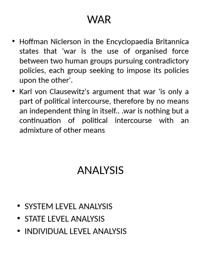 Understanding War: Theories and Analyses | PDF