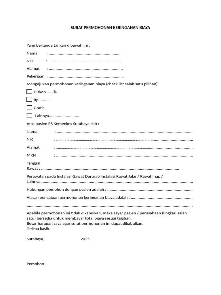 Form Pengajuan Keringanan | PDF