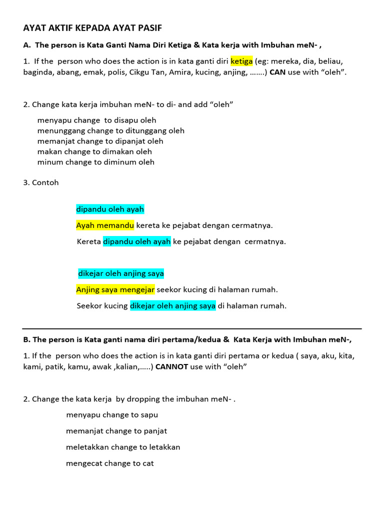 Panduan Ayat Aktif dan Pasif | PDF