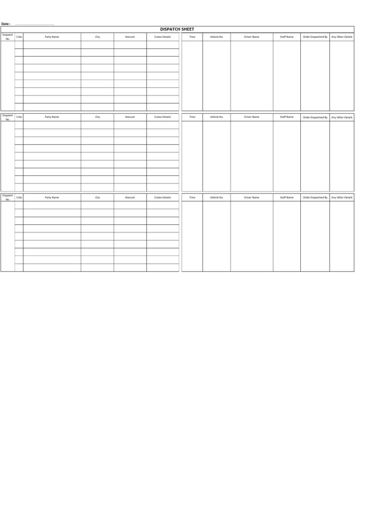 Dispatch Sheet | PDF