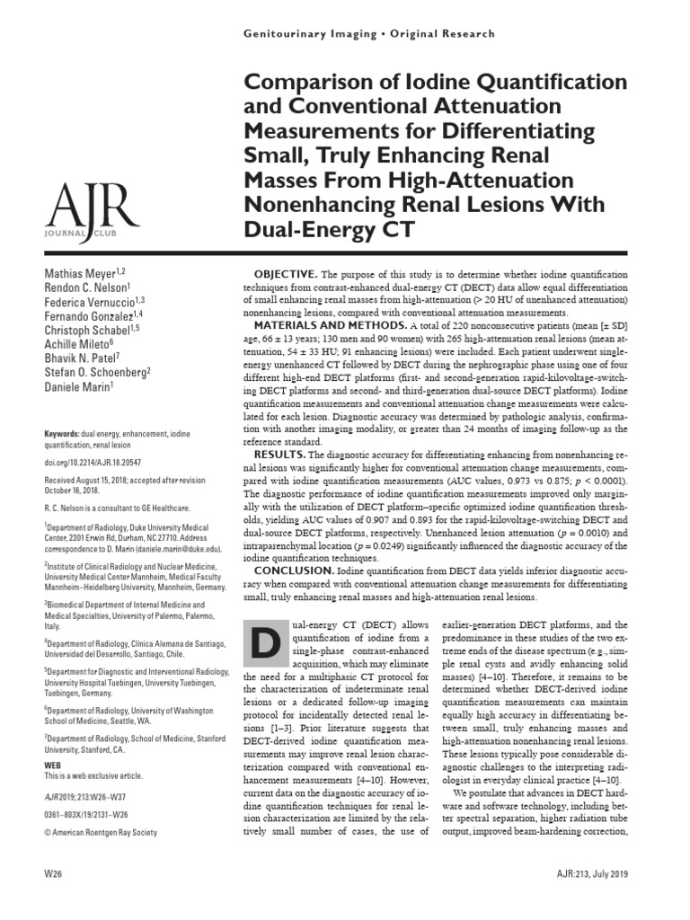 Renal Mass Iodine | PDF | Ct Scan | Radiology