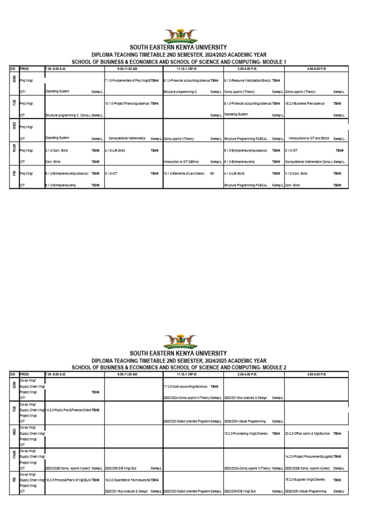Dip Bus-2ND Sem 2024-2025-Teaching Timetable (5) | PDF | Economies | Business