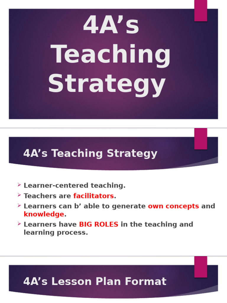 4a's in Lesson Planning | PDF