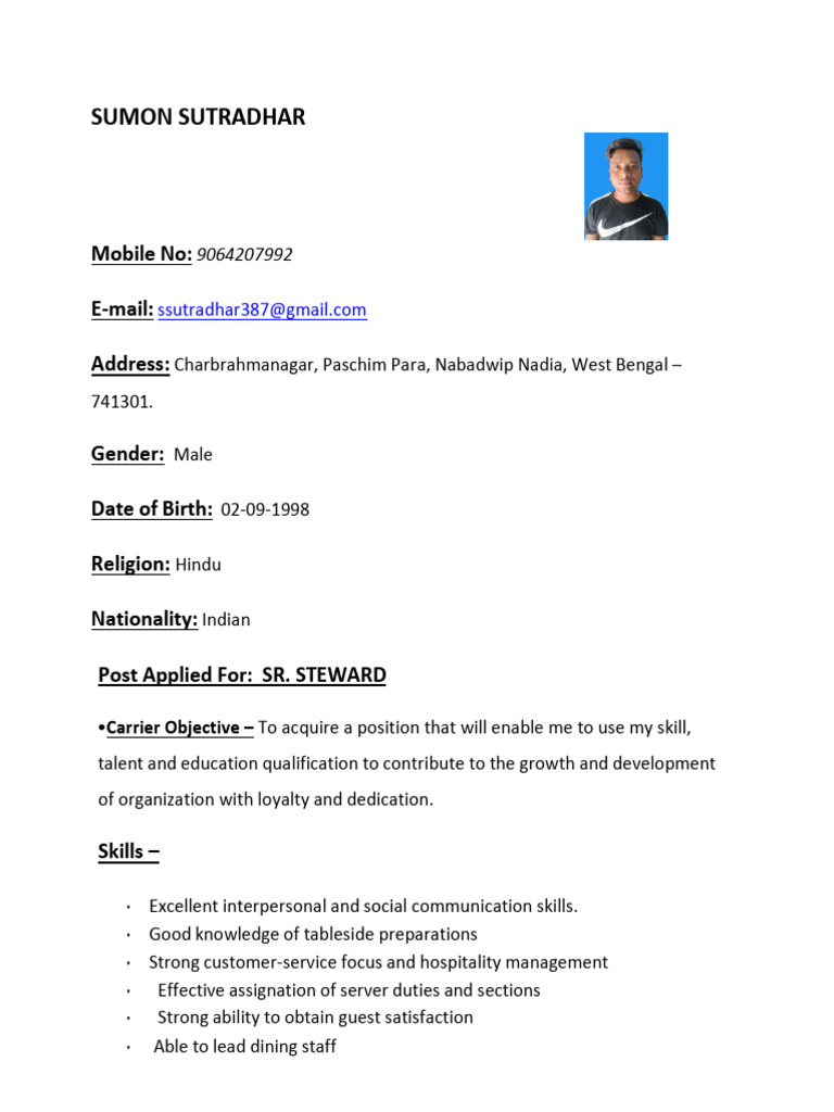 Sumon Sutradhar Bio Data - Converted (2) New | PDF