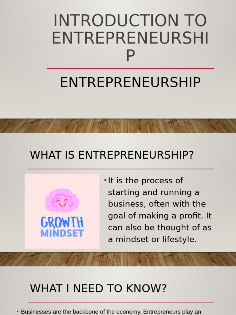 Introduction to Entrepreneurship Basics | PDF | Entrepreneurship ...