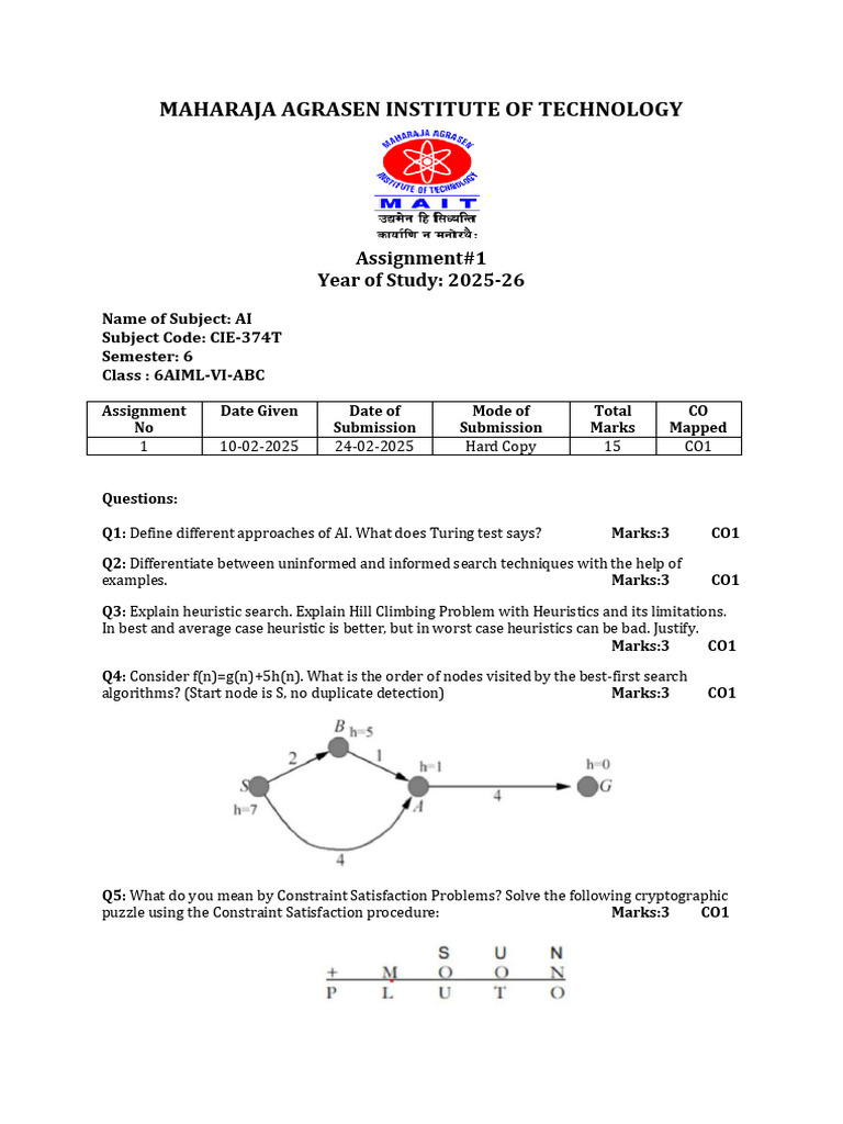 AI Assignment1 | PDF
