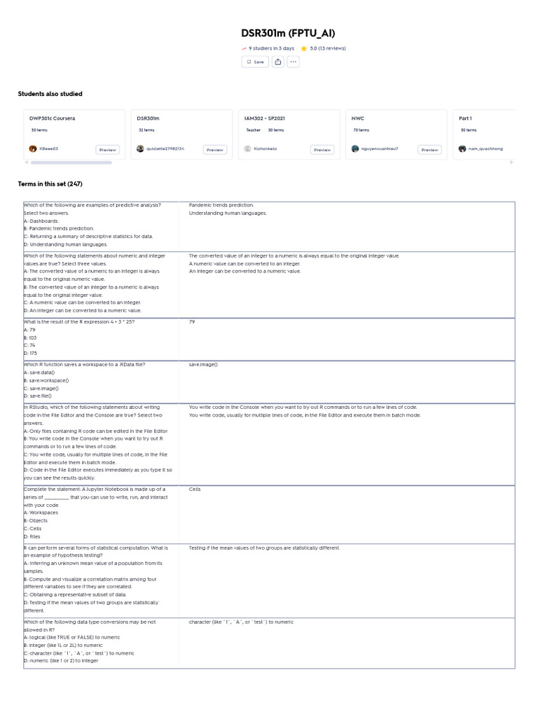 AP Computer Science Principles Quizlet | PDF | Statistics | Computer ...
