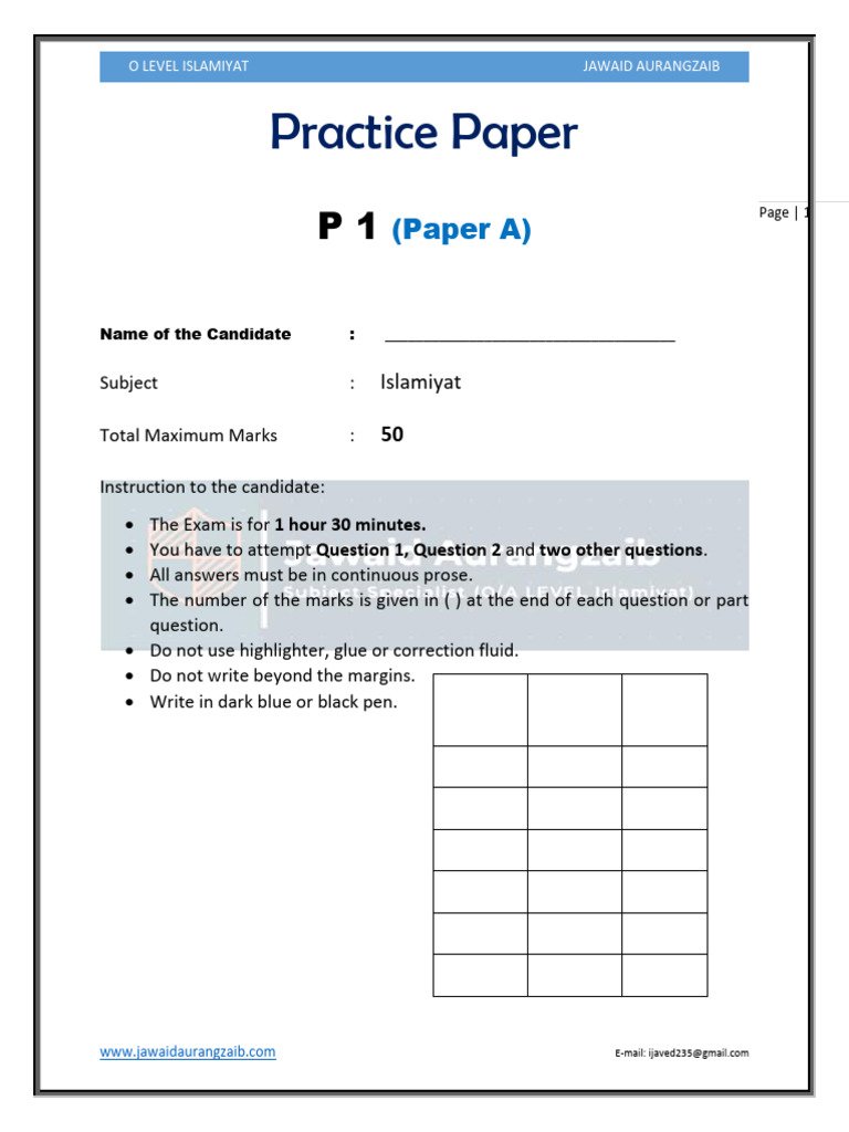 Practice Paper P1 (Paper A) . | PDF | Islamic Philosophy | Islamic Fundamentalism