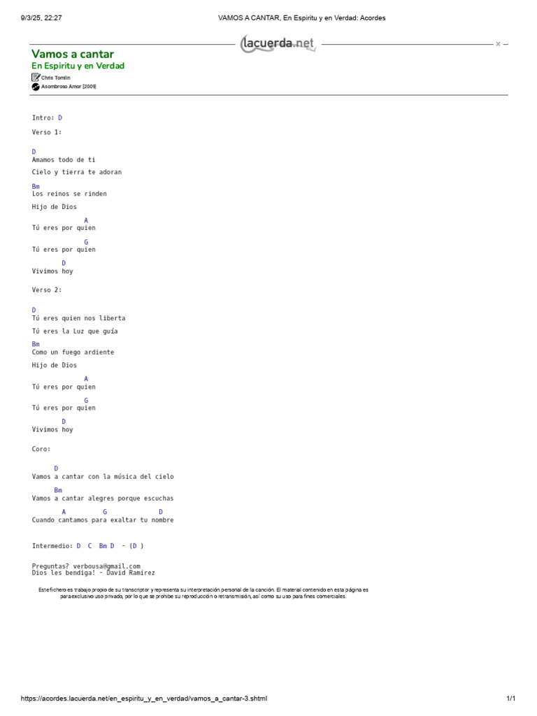 Acordes de "Vamos a Cantar" | PDF