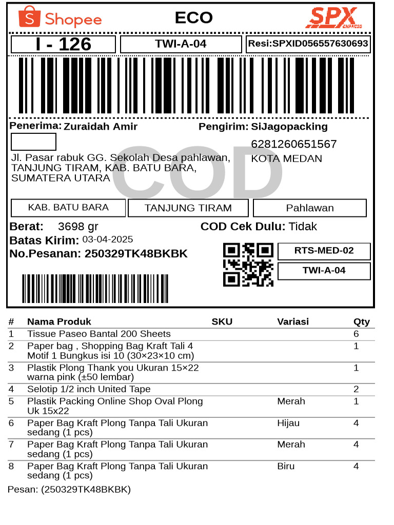 Label Pengiriman 21 | PDF