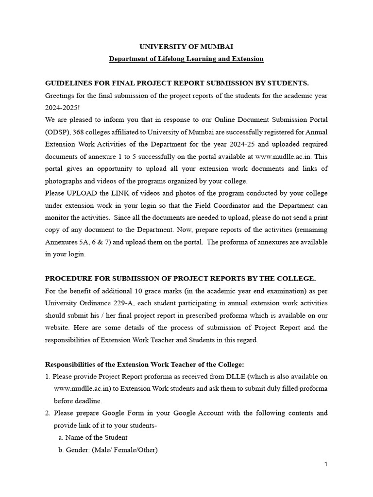 Guidelines Online Project Report Submission 2024 25 | PDF | Computer ...