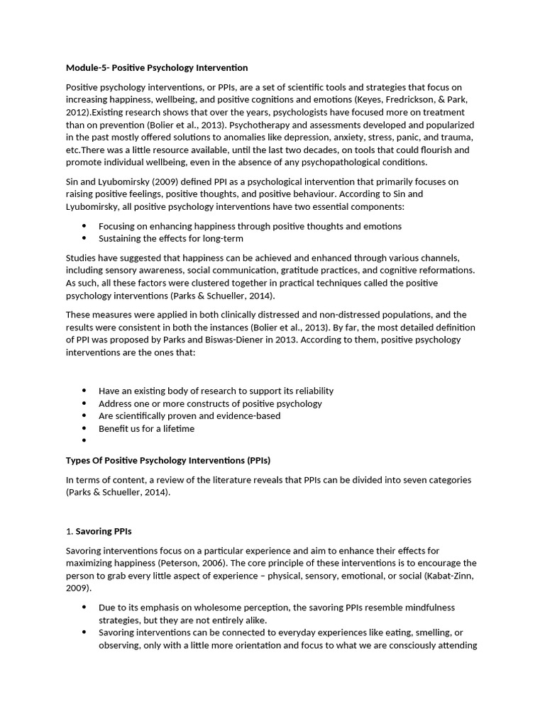 Overview of Positive Psychology Interventions | PDF | Positive ...