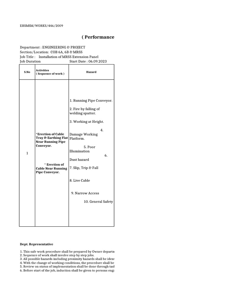 Running Pipe Conveyor SWP | PDF | Occupational Safety And Health | Safety