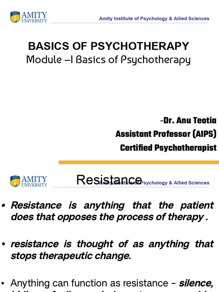 Resistance | PDF | Psychotherapy | Psychology