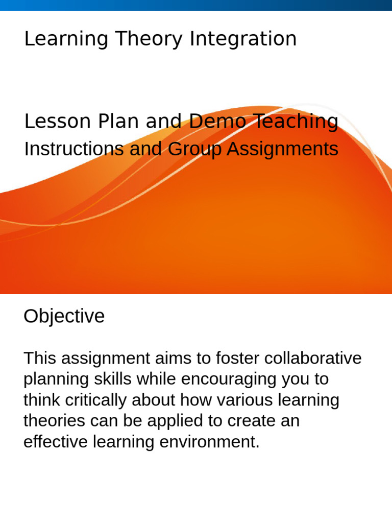 Integrating Learning Theories in Lesson Plans | PDF