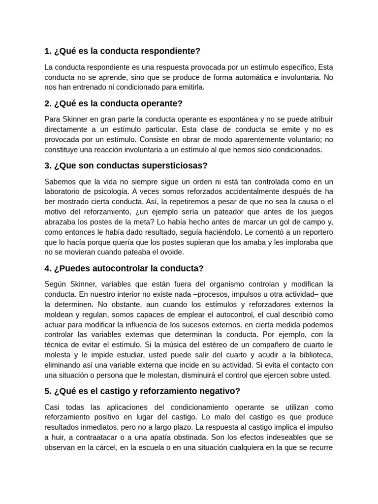¿Qué Es La Conducta Respondiente? | PDF | Reforzamiento | Comportamiento