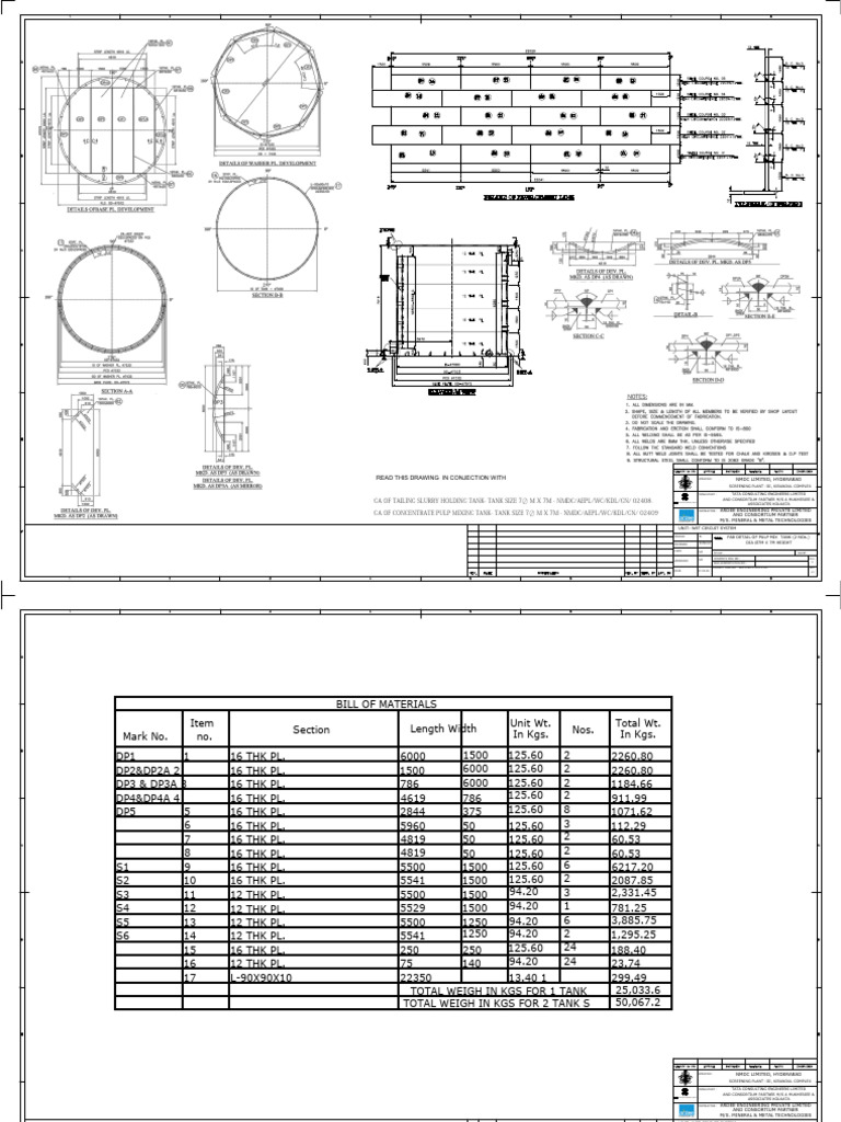 FAB DETAIL OF PULP MIX TANK (2 NOs.) DIA 7M X 7M HIGHT | PDF