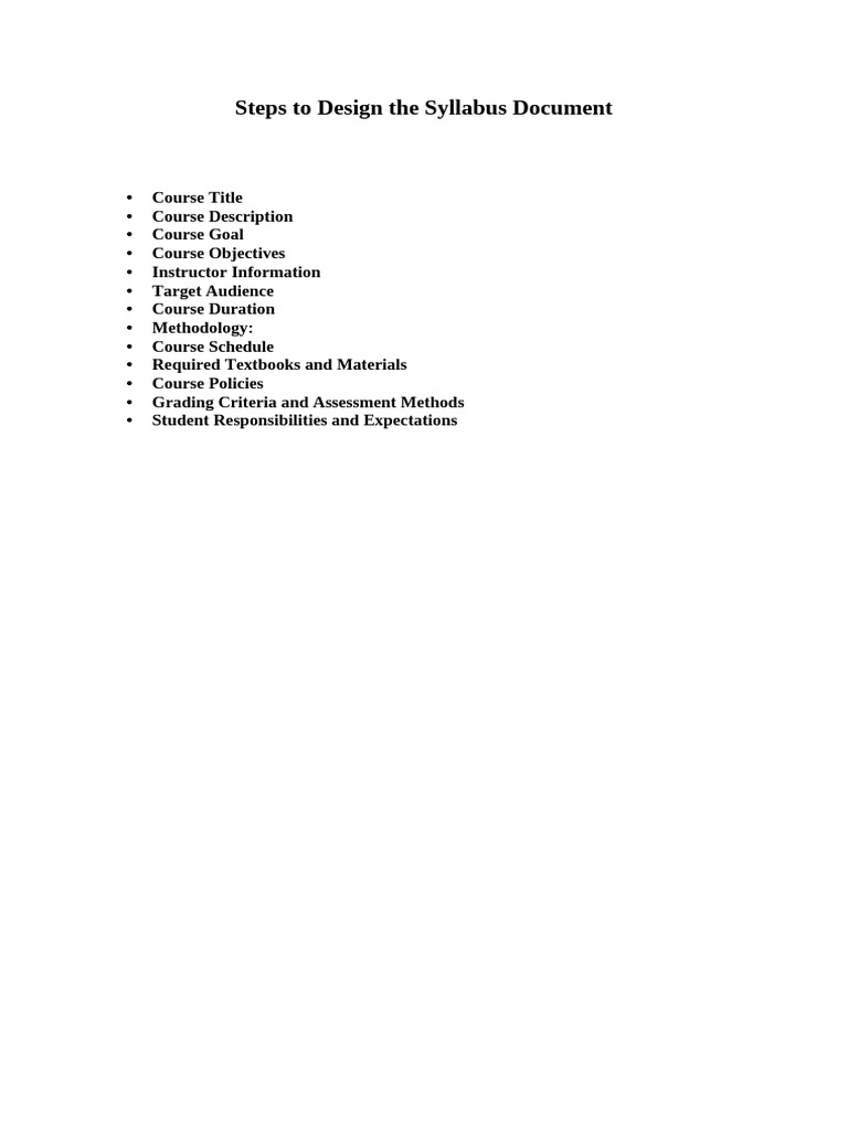 Steps-to-Design-the-Syllabus-Document | PDF | Methodology | Human ...