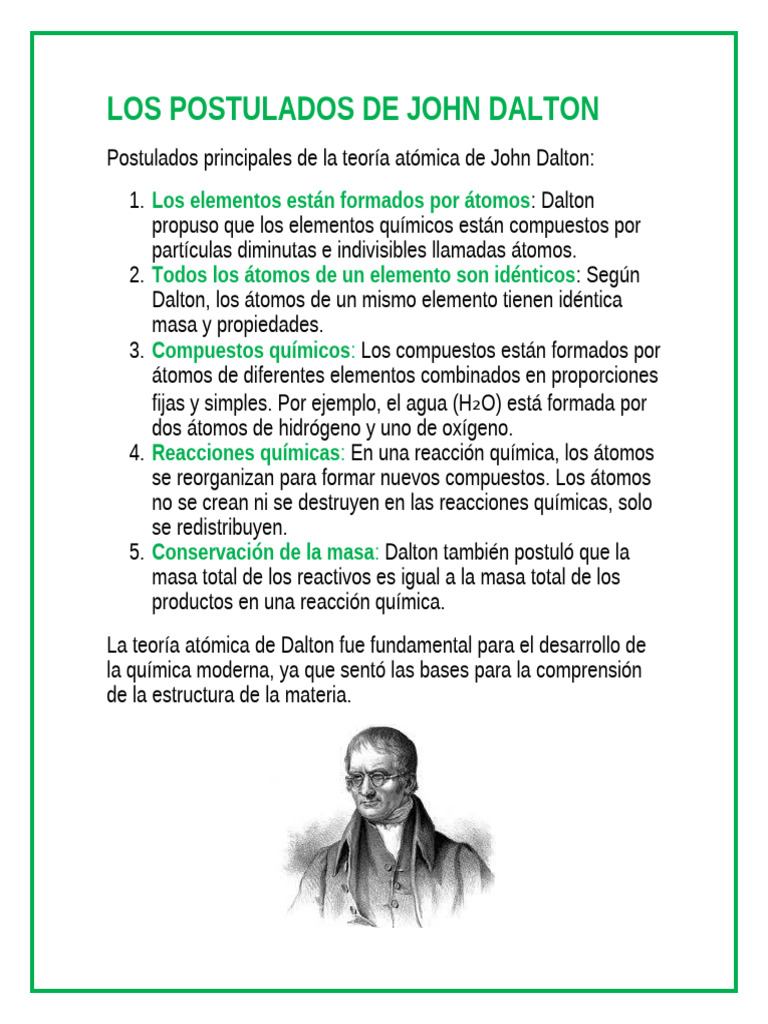 Los Postulados de John Dalton | PDF