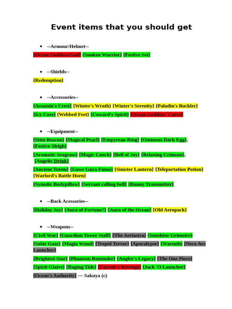 Events Grind Plan (BCWO) | PDF
