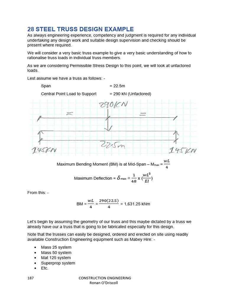 Steel Truss Design Example Analysis | PDF | Truss | Beam (Structure)