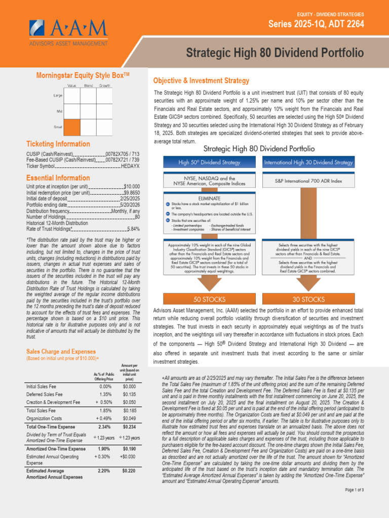 Strategic High 80 Dividend - 2025 - 1Q | PDF | Dividend | Securities (Finance)