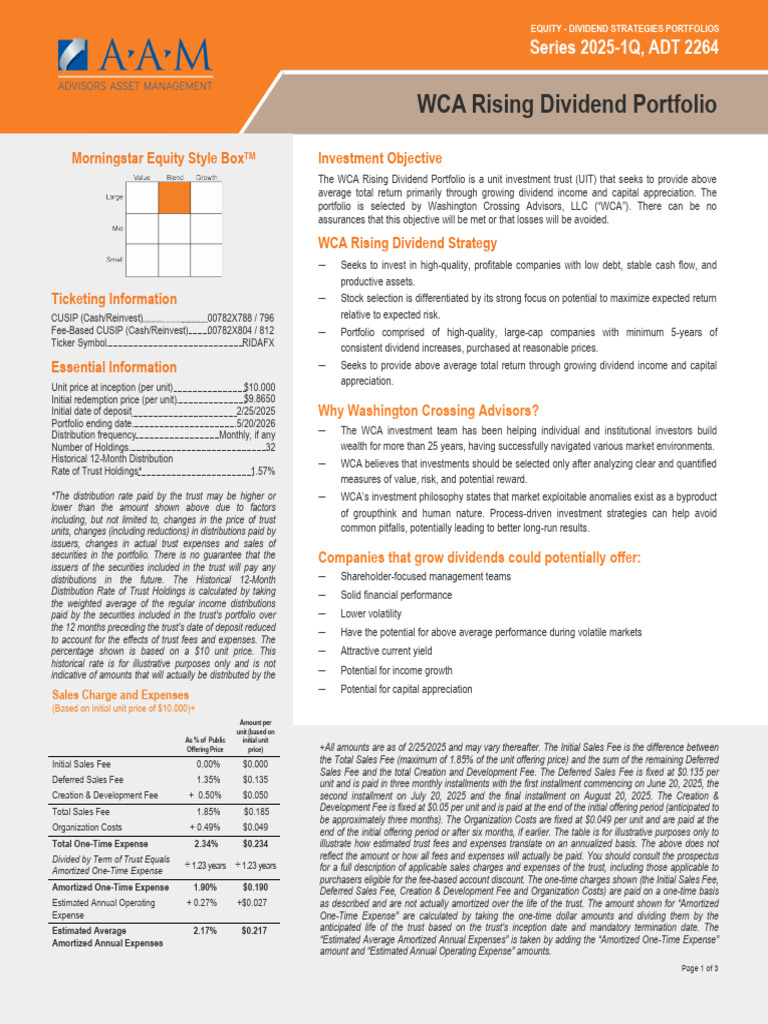 WCA Rising Dividend Portfolio - 2025 - 1Q | PDF | Investing | Dividend