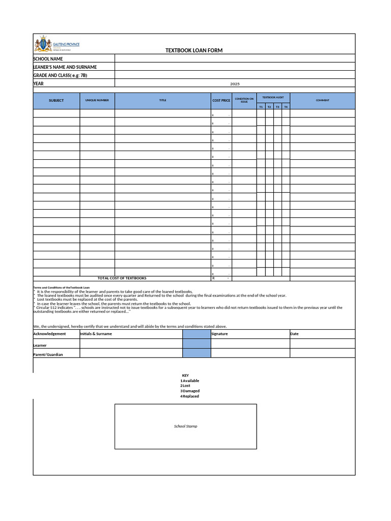 2025-Textbook Loan Forms GDE | PDF