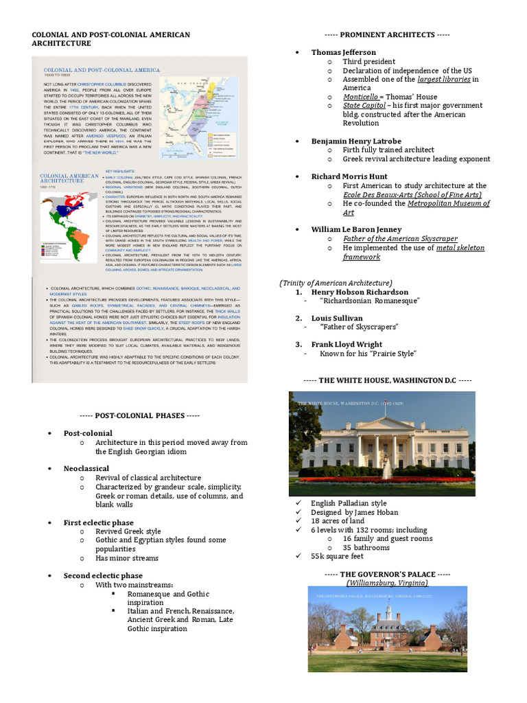 Colonial and Post-Colonial Reviewer | PDF | Architectural Design ...