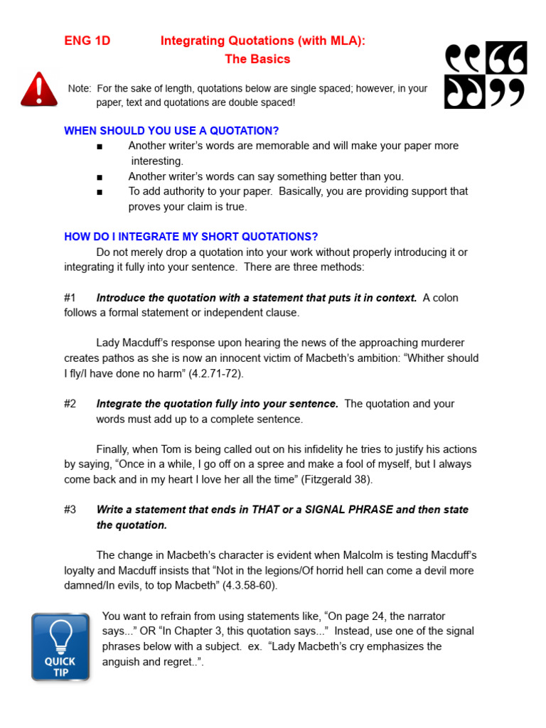 Integrating Quotations #1 | PDF