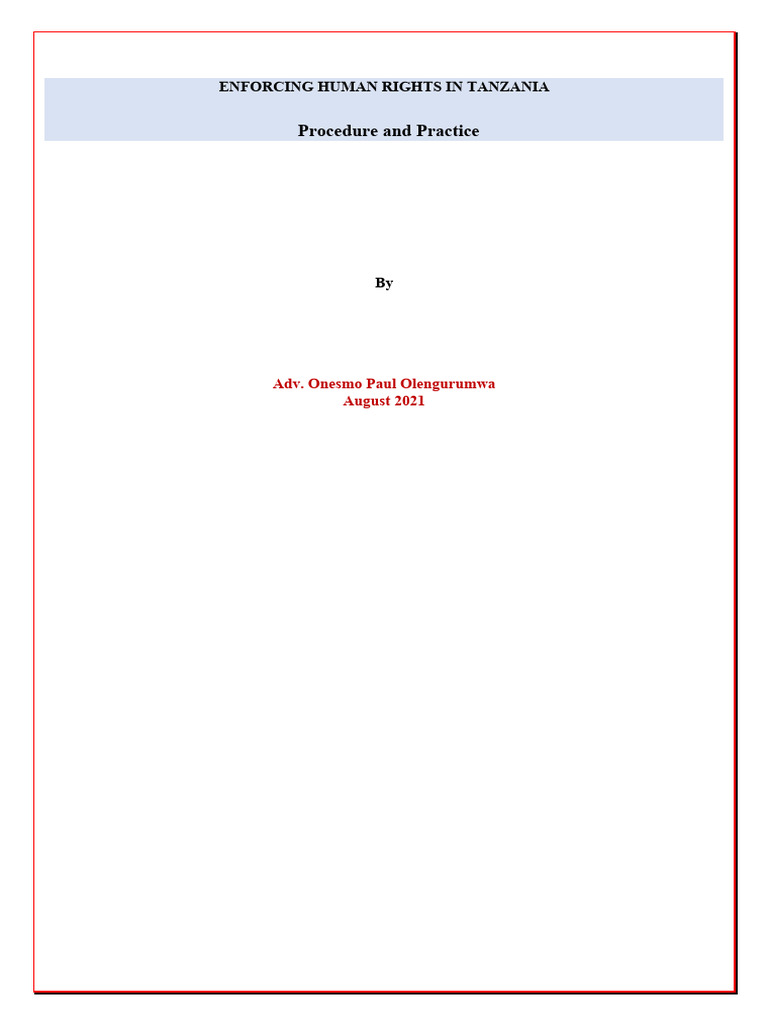 Enforcing Human Rights in Tanzania Oleng | PDF | Standing (Law) | Lawsuit
