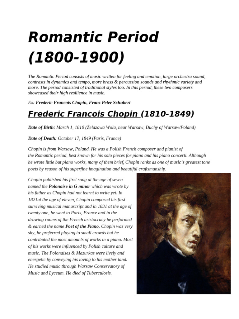Romantic Period Programme | PDF | Franz Schubert | Music