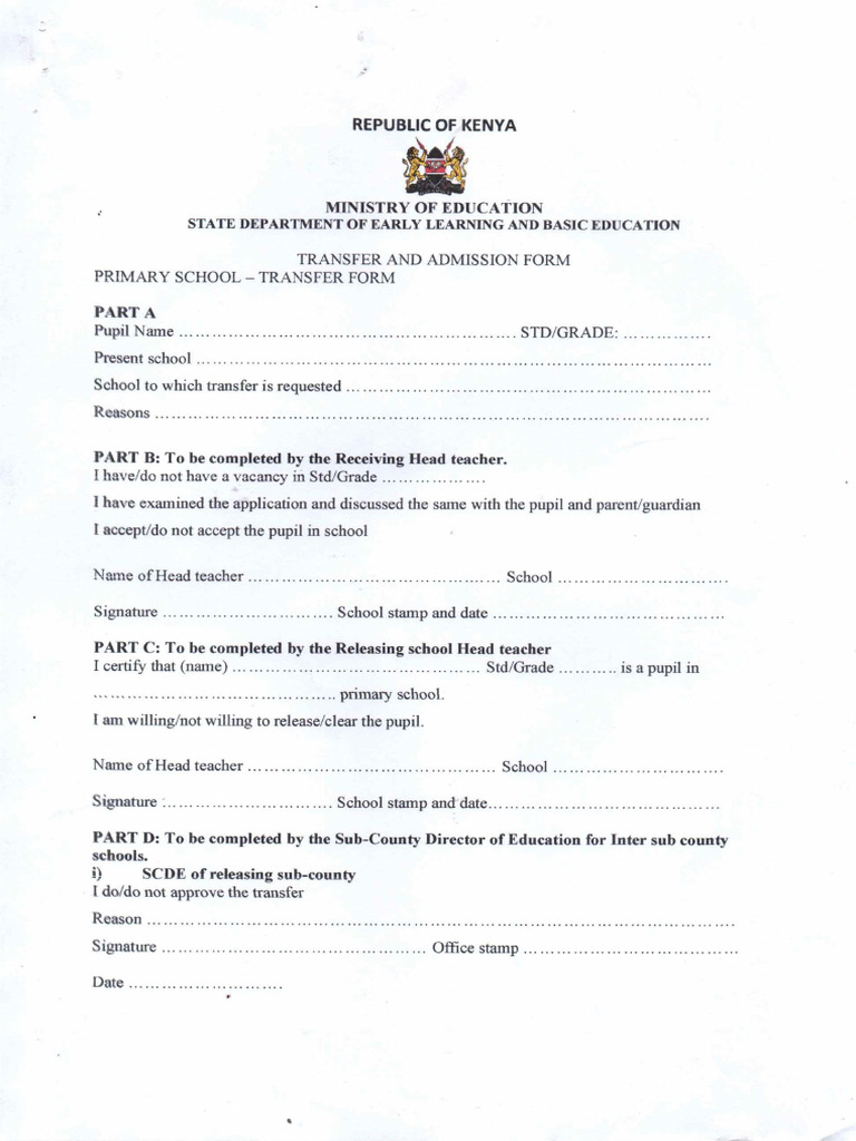 Primary Transfer Form | PDF