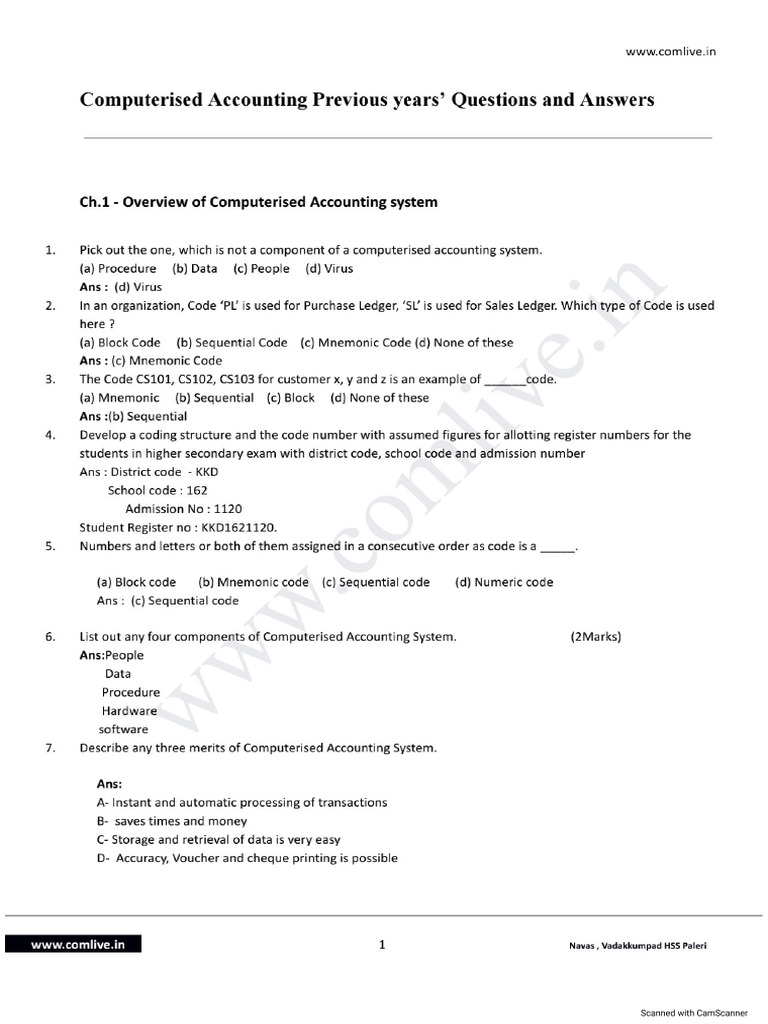 XII CA PART B PREVIOUS YEARS. DHSE EXAM QNS AND ANSWERS FULL | PDF