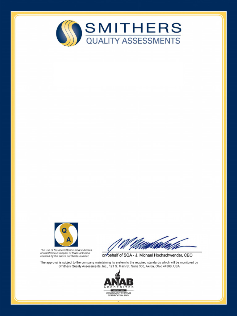 ISO Certificate 03-19 Smithers Quality Assessments | PDF | Quality ...