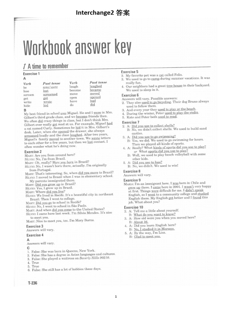 Interchange 2 答案 | PDF