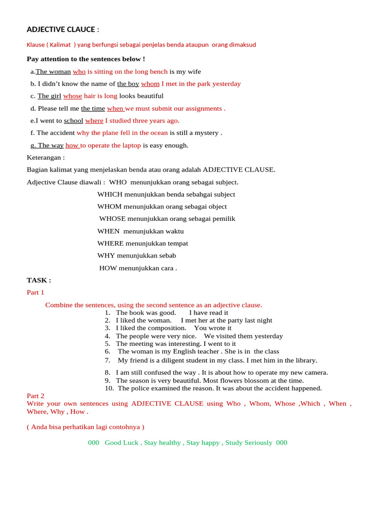 Understanding Adjective Clauses | PDF