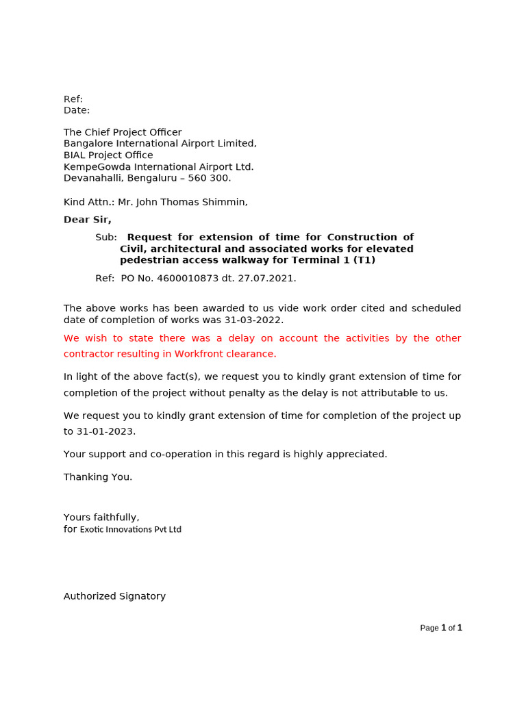 walk way Part 1 and 2 NBT Request EOT WO upto 31-10-22 - Copy | PDF