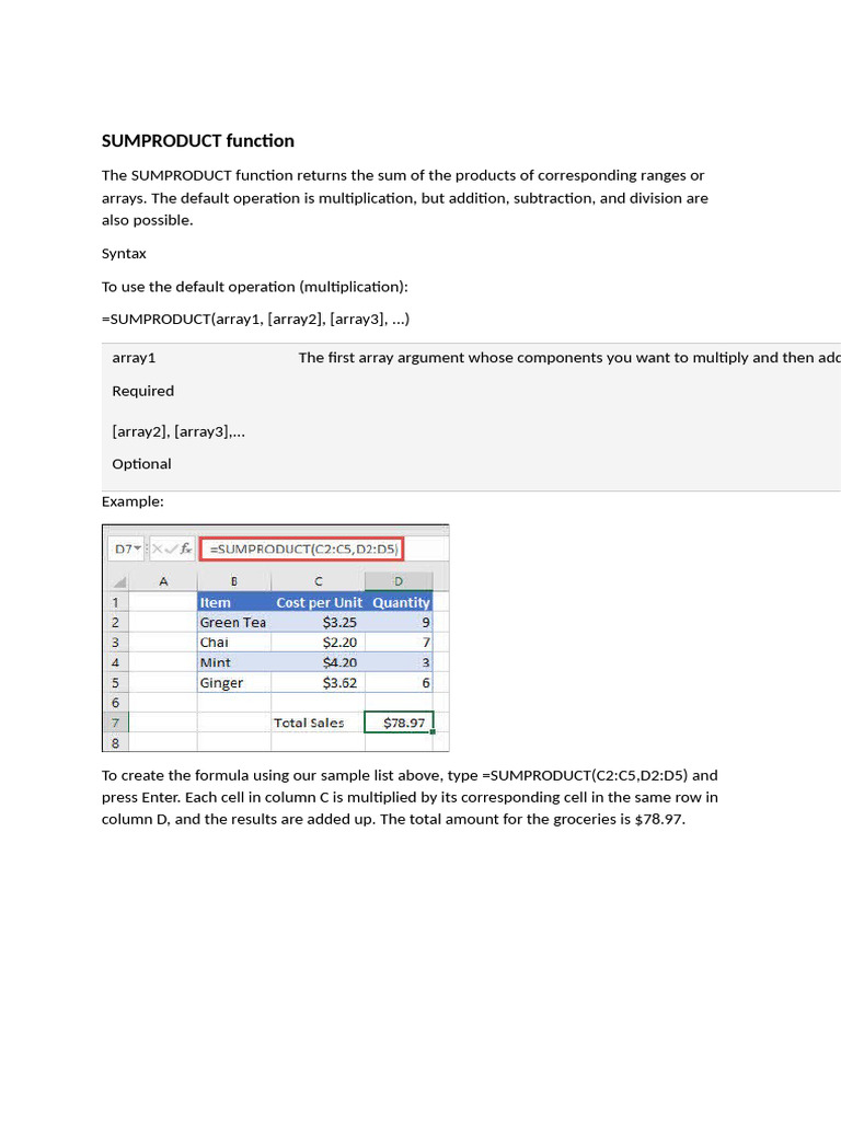 SUMPRODUCT (1) | PDF