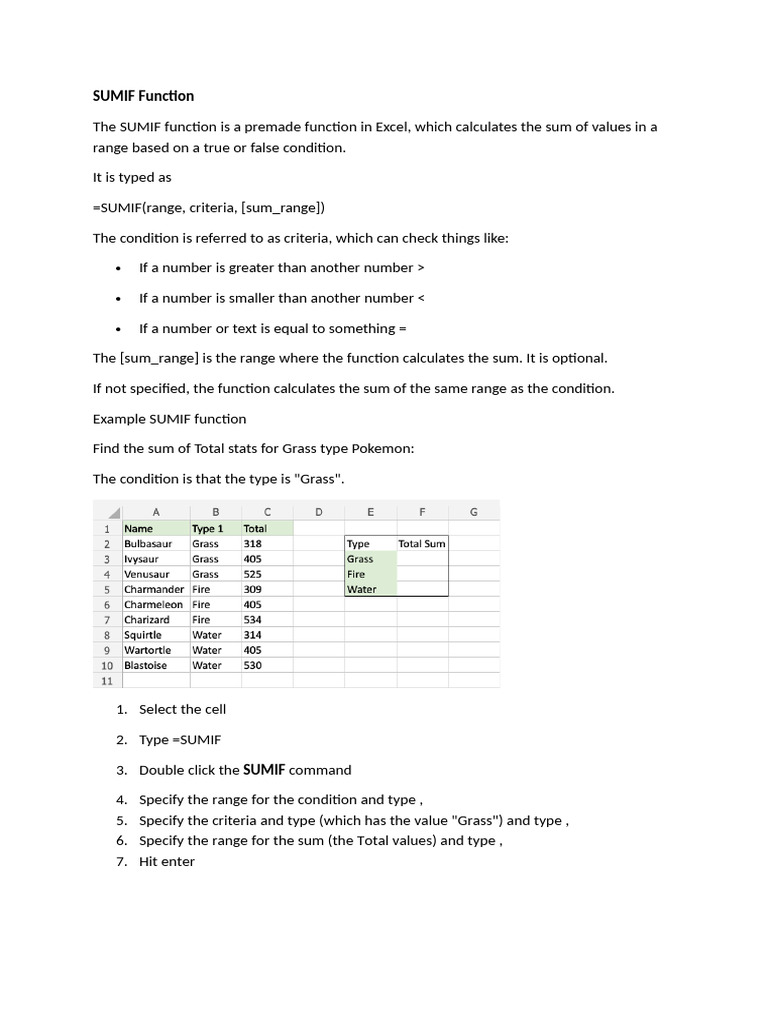 SUMIF Function | PDF